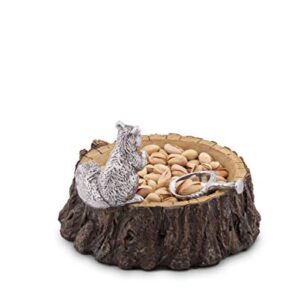 Arthur Court Designs Aluminum Standing Squirrel on Log Nut/Candy/Snack Bowl Dish 7 inch Diameter