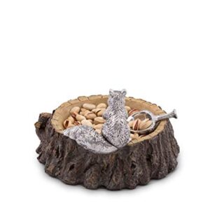 Arthur Court Designs Aluminum Standing Squirrel on Log Nut/Candy/Snack Bowl Dish 7 inch Diameter