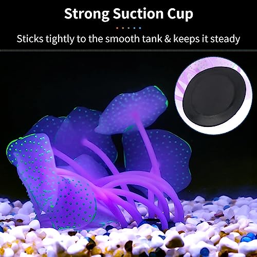 Uniclife Silicone Coral Plant Decorations Glowing Artificial Ornament for Fish Tank Aquarium, Green, Ball Shape