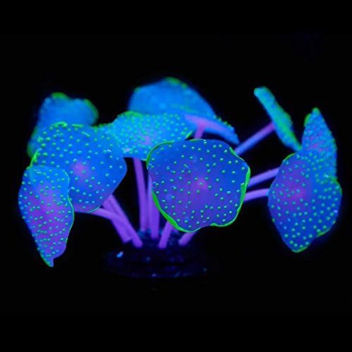 Uniclife Silicone Coral Plant Decorations Glowing Artificial Ornament for Fish Tank Aquarium, Green, Ball Shape