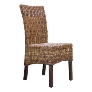 bowery hill 40" h country wicker/rattan dining chair in mahogany brown