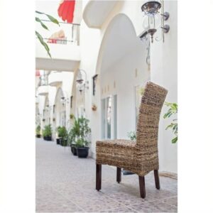 BOWERY HILL 40" H Country Wicker/Rattan Dining Chair in Mahogany Brown