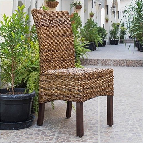 BOWERY HILL 40" H Country Wicker/Rattan Dining Chair in Mahogany Brown