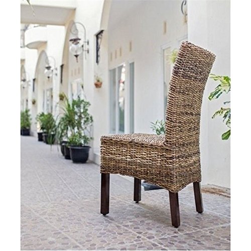 BOWERY HILL 40" H Country Wicker/Rattan Dining Chair in Mahogany Brown