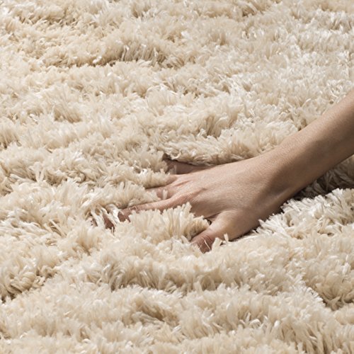 SAFAVIEH Polar Shag Collection Area Rug - 9' x 12', Light Beige, Solid Glam Design, Non-Shedding & Easy Care, 3-inch Thick Ideal for High Traffic Areas in Living Room, Bedroom (PSG800A)