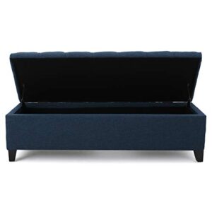 Christopher Knight Home Ottilie Fabric Storage Ottoman, Dark Blue, 17.75"D x 51.5"W x 15.75"H