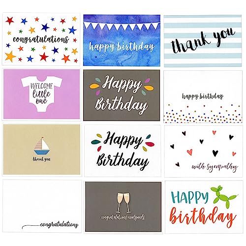 48-Pack Assorted All Occasion Greeting Cards with Envelopes, Box Set for Birthday, Thank You, Wedding, Graduation, Congrats, Blank Inside, 48 Assorted Designs (4x6 in)