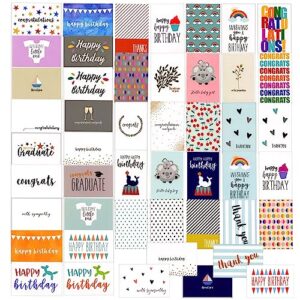 48-pack assorted all occasion greeting cards with envelopes, box set for birthday, thank you, wedding, graduation, congrats, blank inside, 48 assorted designs (4x6 in)