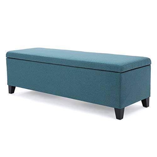 Christopher Knight Home Cleo Fabric Storage Ottoman, Dark Teal