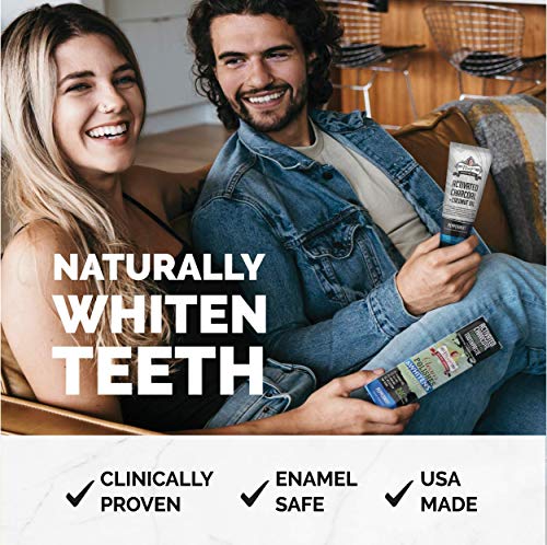 My Magic Mud Charcoal Teeth Whitening Toothpaste, Verified Enamel Safe & Clinically Proven, Organic Coconut Oil, Best Natural Whitener, Fluoride-Free, Vegan, Black, New Tube Design, Peppermint (4oz)