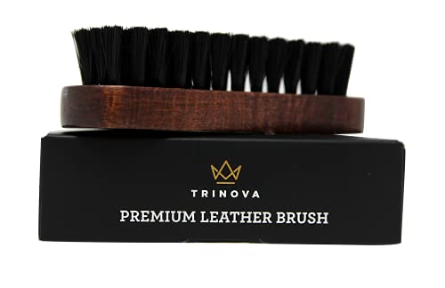 TriNova Leather Brush for Cleaning Upholstery, Cleaner car Interior, Furniture, Couch, Sofa, Boots, Shoes and More. Premium Quality