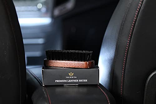 TriNova Leather Brush for Cleaning Upholstery, Cleaner car Interior, Furniture, Couch, Sofa, Boots, Shoes and More. Premium Quality