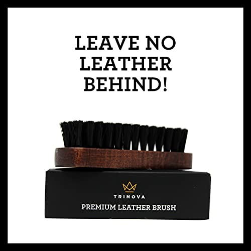 TriNova Leather Brush for Cleaning Upholstery, Cleaner car Interior, Furniture, Couch, Sofa, Boots, Shoes and More. Premium Quality