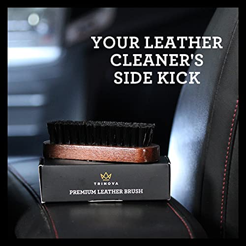 TriNova Leather Brush for Cleaning Upholstery, Cleaner car Interior, Furniture, Couch, Sofa, Boots, Shoes and More. Premium Quality