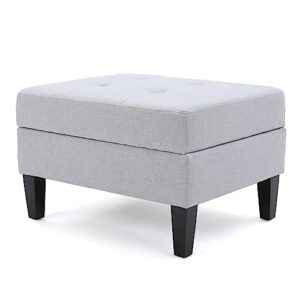 christopher knight home zahra fabric storage ottoman, light grey