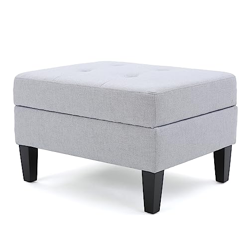 Christopher Knight Home Zahra Fabric Storage Ottoman, Light Grey