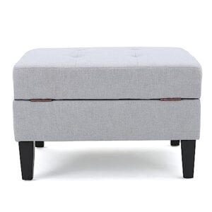 Christopher Knight Home Zahra Fabric Storage Ottoman, Light Grey