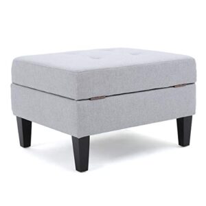 Christopher Knight Home Zahra Fabric Storage Ottoman, Light Grey