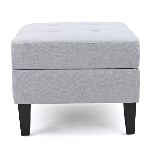 Christopher Knight Home Zahra Fabric Storage Ottoman, Light Grey