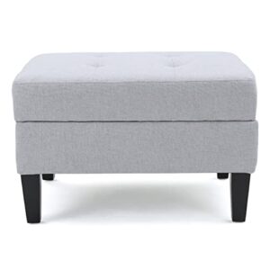 Christopher Knight Home Zahra Fabric Storage Ottoman, Light Grey