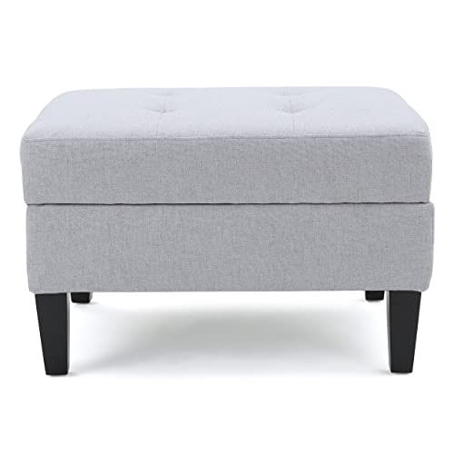 Christopher Knight Home Zahra Fabric Storage Ottoman, Light Grey