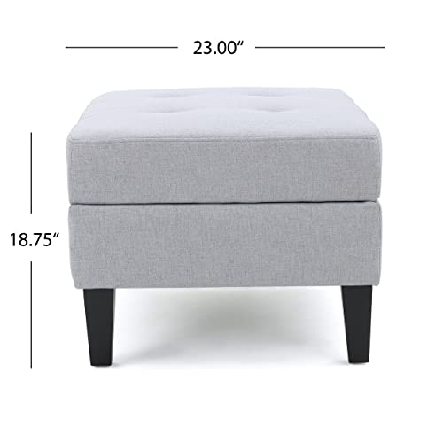 Christopher Knight Home Zahra Fabric Storage Ottoman, Light Grey