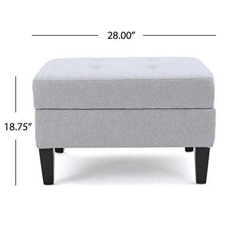 Christopher Knight Home Zahra Fabric Storage Ottoman, Light Grey