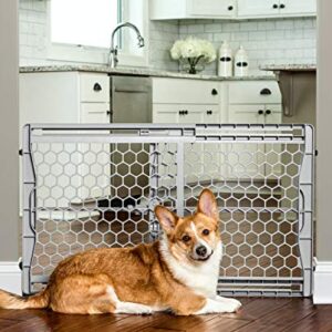 Carlson Pet Products Easy Fit Plastic Adjustable Pet Gate, Fits Openings 28-42" Wide, Includes Rubber Pads to Protect Walls,Gray