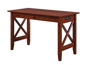 afi lexi desk with drawer and charging station, walnut