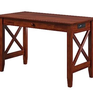 AFI Lexi Desk with Drawer and Charging Station, Walnut