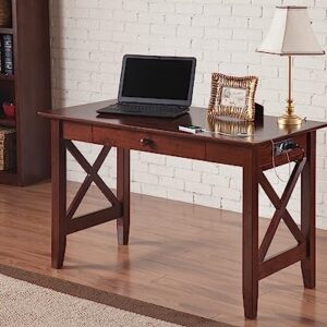 AFI Lexi Desk with Drawer and Charging Station, Walnut