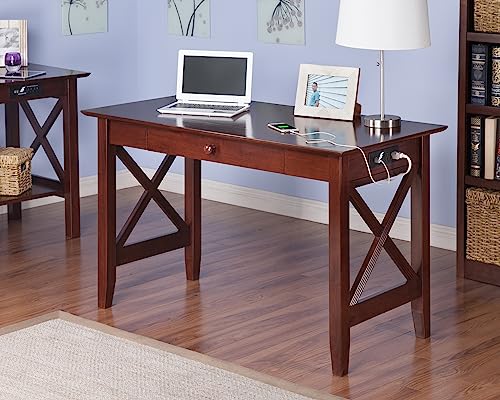 AFI Lexi Desk with Drawer and Charging Station, Walnut