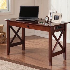 AFI Lexi Desk with Drawer and Charging Station, Walnut