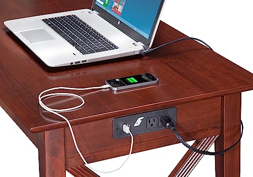 AFI Lexi Desk with Drawer and Charging Station, Walnut