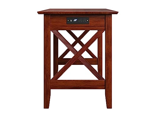 AFI Lexi Desk with Drawer and Charging Station, Walnut