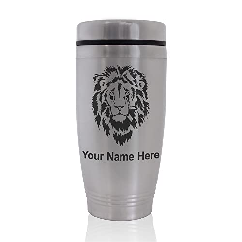 SkunkWerkz Commuter Travel Mug, Lion Head, Personalized Engraving Included