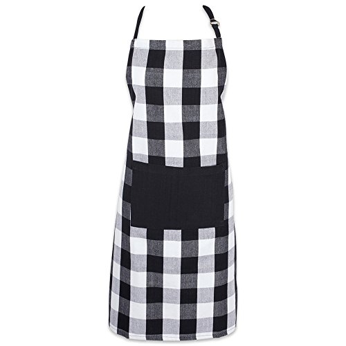 DII Unisex Buffalo Check Kitchen Collection, Classic Farmhouse Chef Apron, One Size, Black & White