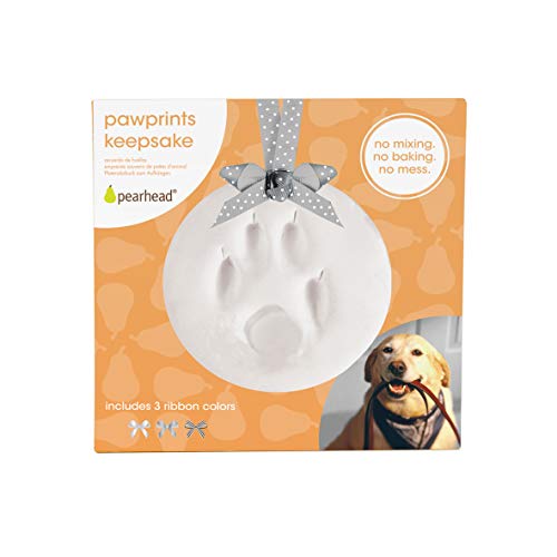 Pearhead DIY Pawprints Keepsake Kit for Dogs Or Cats, Christmas Ornament, Holiday Home Décor for Pet Lovers, Clay Paw Print Imprint, White