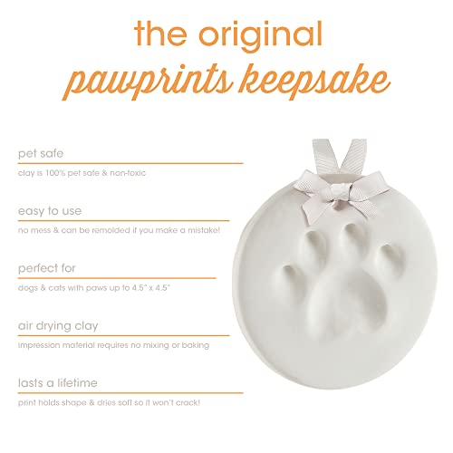 Pearhead DIY Pawprints Keepsake Kit for Dogs Or Cats, Christmas Ornament, Holiday Home Décor for Pet Lovers, Clay Paw Print Imprint, White