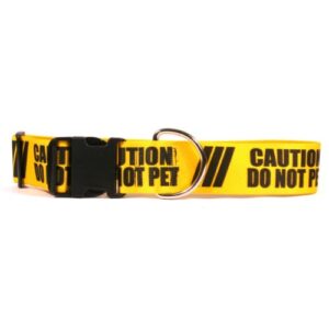 yellow dog design big dog 2": caution do not pet collar | large 18" - 28", 2" wide, yellow, (pet222)