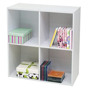 Kings Brand Furniture White Wood 4 Cube Organizer Storage Bookcase