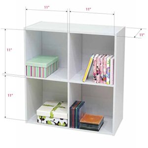 Kings Brand Furniture White Wood 4 Cube Organizer Storage Bookcase