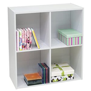 Kings Brand Furniture White Wood 4 Cube Organizer Storage Bookcase