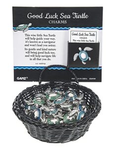 ganz good luck sea turtle pocket charm with story card (aqua)