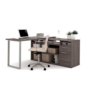 bestar solay l-shaped desk, 60w, bark grey