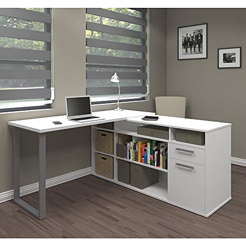 Bestar Solay L-Shaped Desk, 60W, Bark Grey