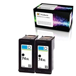 ocproducts refilled hp 74xl ink cartridge replacement for hp officejet j6480 photosmart c4400 c4380 c4500 deskjet d4260 printers (2 black)