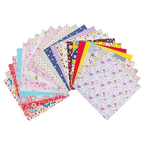 RayLineDo 50pcs 8 x 8 inches (20cmx20cm) Printed Cotton Fabric Bundle Squares Patchwork DIY Sewing Scrapbooking Quilting Pattern Artcraft