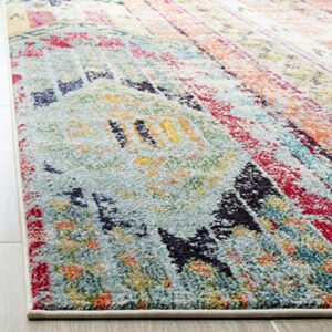 SAFAVIEH Monaco Collection Area Rug - 8' x 10', Multi, Boho Chic Tribal Distressed Design, Non-Shedding & Easy Care, Ideal for High Traffic Areas in Living Room, Bedroom (MNC222F)