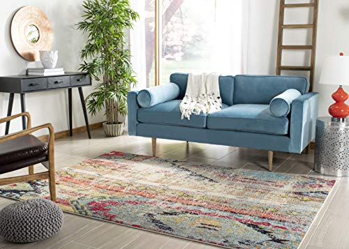 SAFAVIEH Monaco Collection Area Rug - 8' x 10', Multi, Boho Chic Tribal Distressed Design, Non-Shedding & Easy Care, Ideal for High Traffic Areas in Living Room, Bedroom (MNC222F)